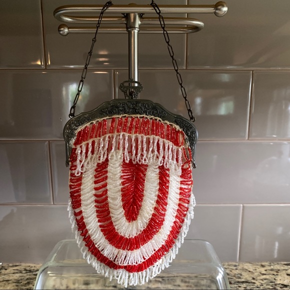 Bags | 192s Red White Candystripe Beaded Flapper Purse | Poshmark